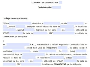 Contract comodat autoturism - initiativaprivata.ro